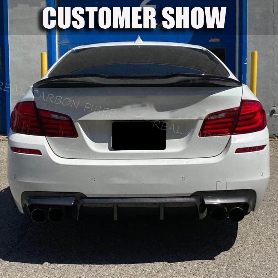 REAL CARBON Rear Bumper Lip Diffuser For BMW F10 528i 530i 550i M-Sport ...