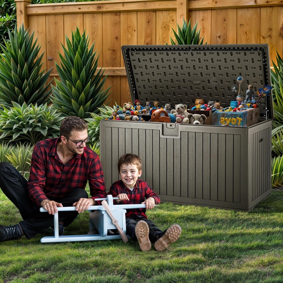 Extra-Large 230 Gallon Outdoor Resin Storage Deck Patio Chest Box ...