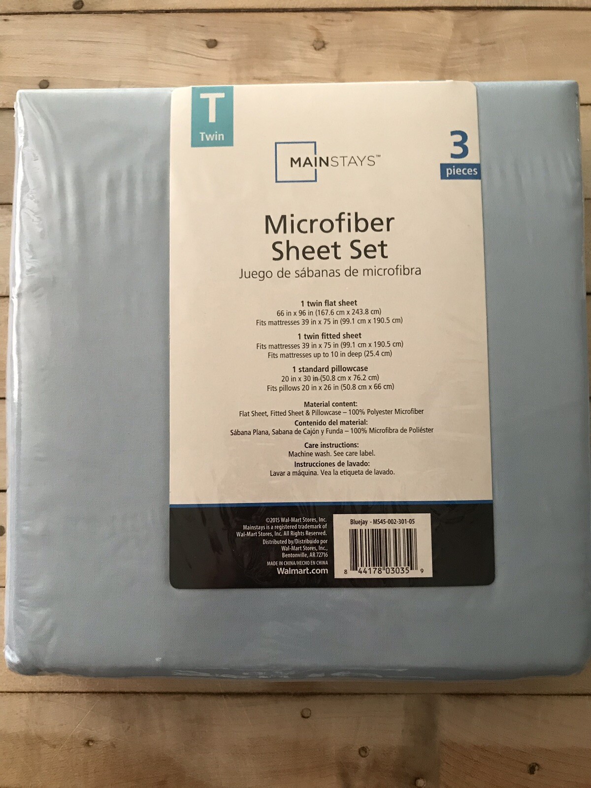 Mainstays Microfiber 3 Piece Sheet Set Twin Size Light Blue New Sealed ...