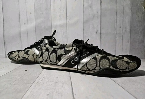Coach Q582 Jayme Sneakers Women Fabric Upper Suede Trim Gray Black Size ...