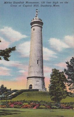Postcard Myles Standish Monument Crest Capitol Hill Duxbury MA | eBay