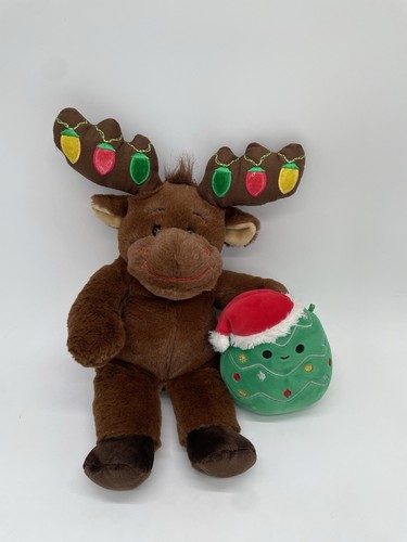 Build A Bear Hal The Moose Plush Stuffed Animal Brown Christmas Light ...