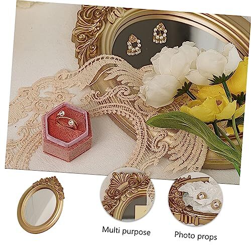 1pc Decorative Mirror Retro Mirror Photo Props Exquisite Mirror Tray ...