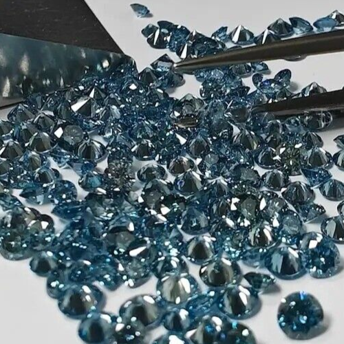 Round Blue Lab Grown Diamonds, Blue CVD Loose Diamonds For Custom ...
