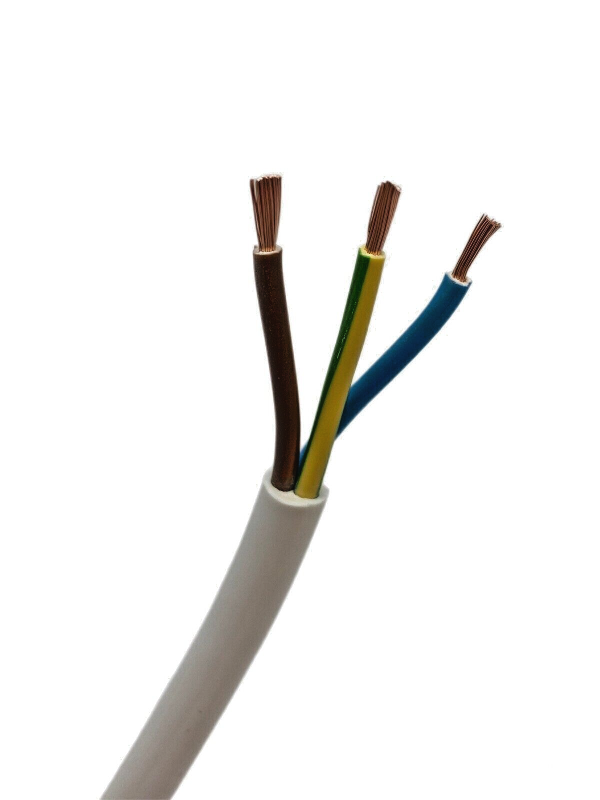 3183Y 1.5mm² White 3 Core Flex PVC Electrical Cable - 50 Metre Reel ...