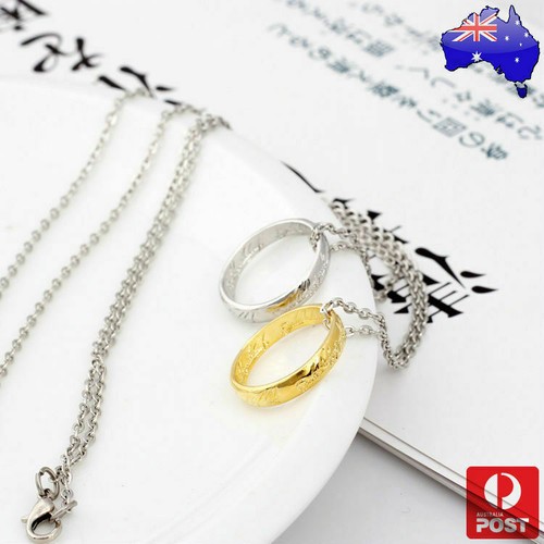 Hobbit Lord of the Rings Ring Gold Elvish Rune Engraving Pendant ...