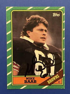 MIKE BAAB Signed ROOKIE 1986 Topps #192 Browns Texas Longhorns RC ...