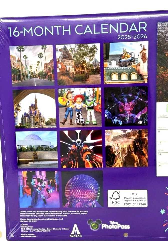 2026 Walt Disney World Full Color 16 Month Official Calendar New Mickey ...