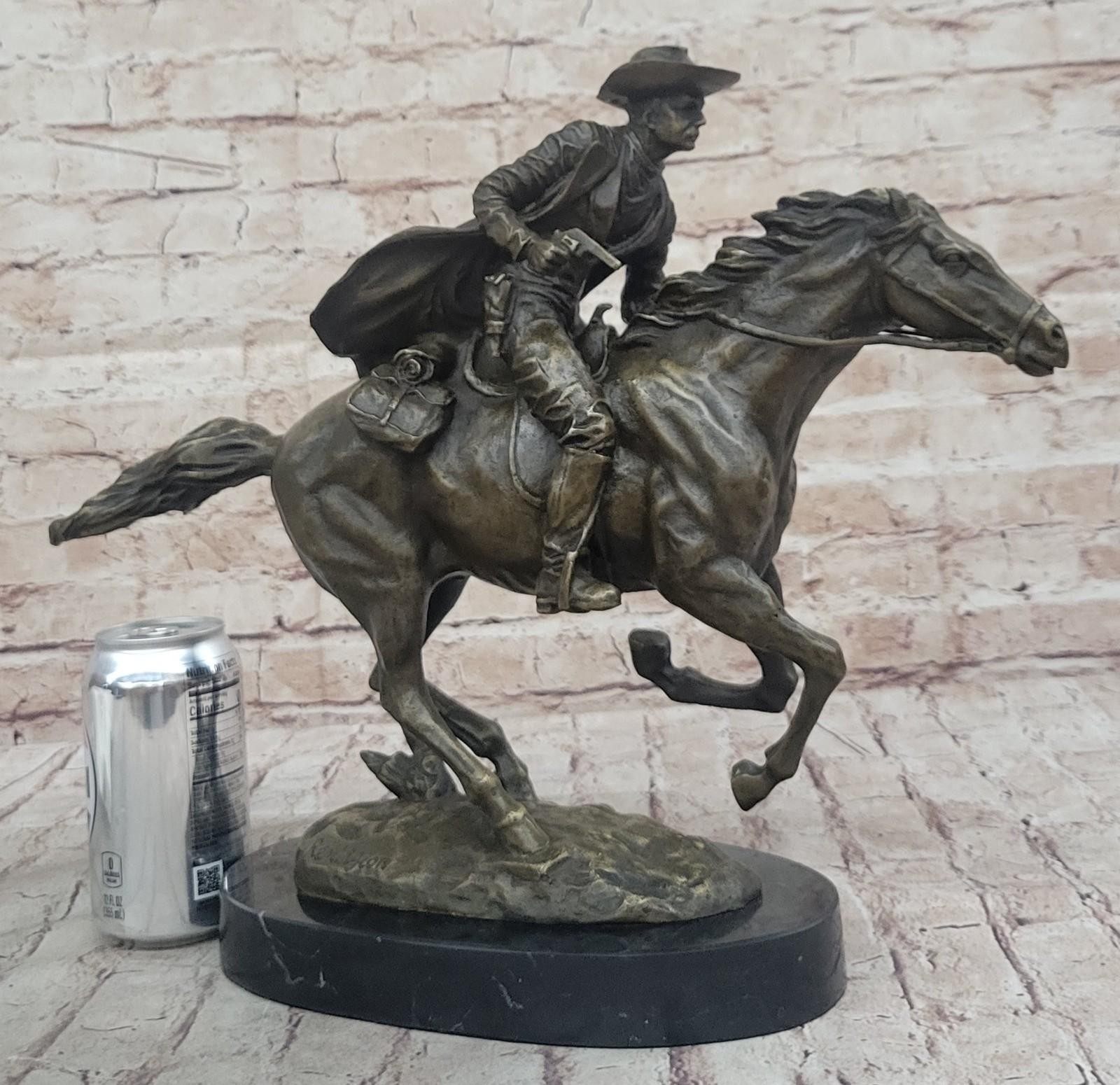 23 Lbs Old West Cowboy Rodeo Gun Horse Statue Figurine Bronze Sculpture ...