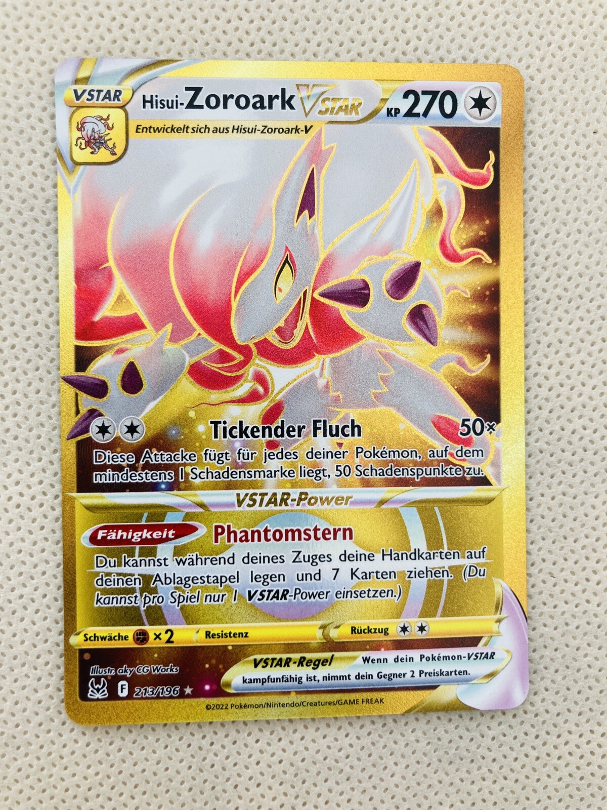 Hisui-Zoroark vmax Gold, Verlorener Ursprung, 213/196, PokémonKarte ...