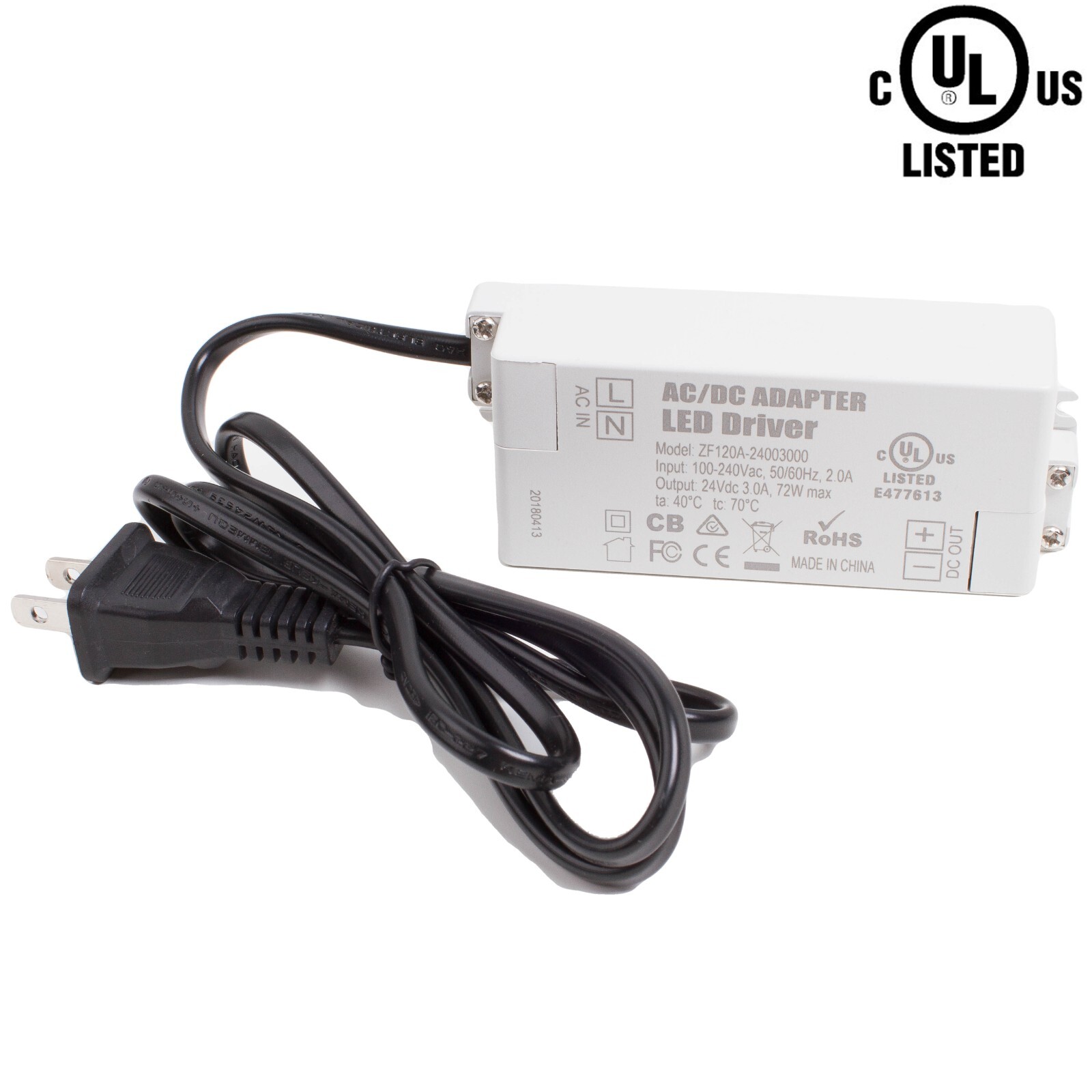 LEDUPDATES 24V AC ADAPTER POWER SUPPLY DRIVER UL LISTED FOR 24V LED ...