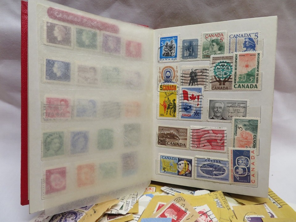 Stamp Collection Lot, w/ 2 Albums, Stamps from Canada, Portugal, Europe ...