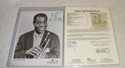 VINTAGE LOUIS ARMSTRONG AUTOGRAPHED SIGNED ORIGINAL 8X10 PHOTOGRAPH ...