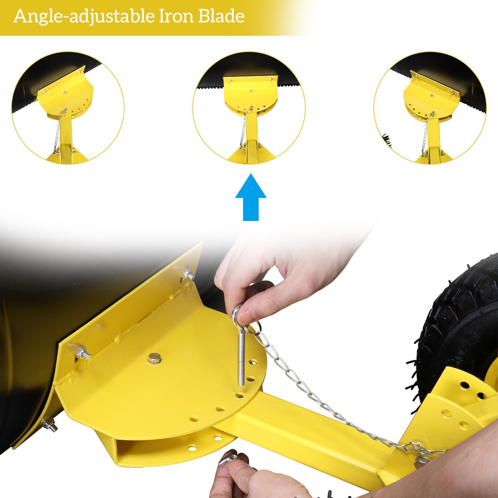 Snow Shovels Portable Premium Snow Removal Pusher with Wheel Adjustable ...