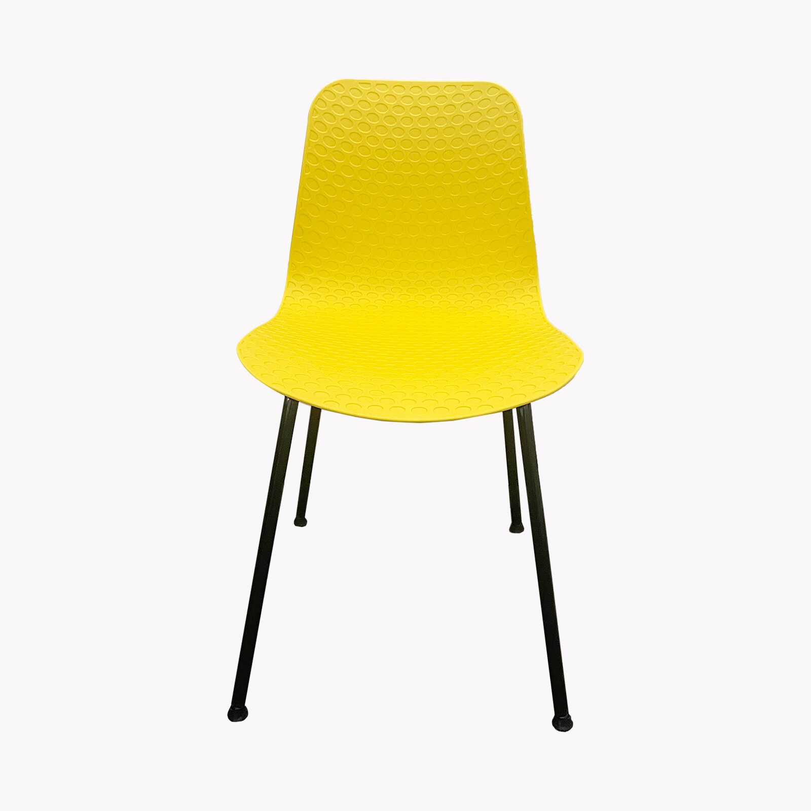 4 PCS Yellow Dining Plastic Chairs Retro Metal Legs Kitchen Office Home ...