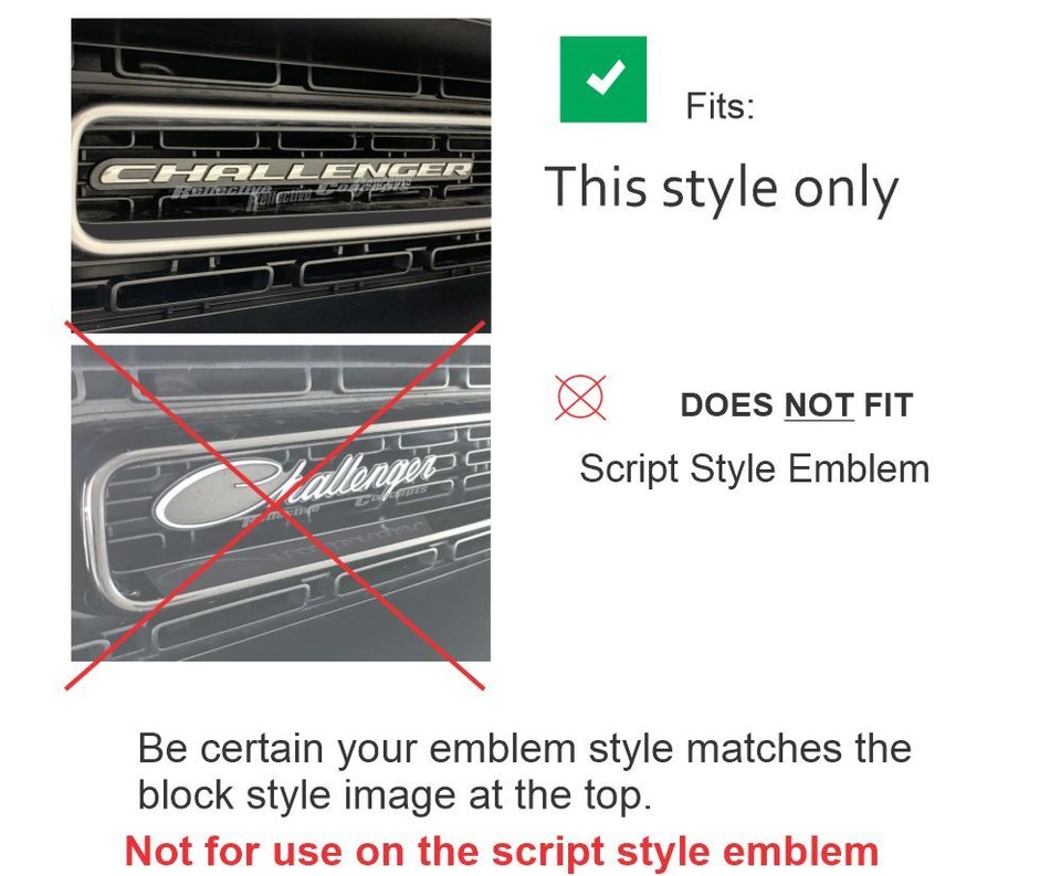 CHALLENGER Grille Badge Overlay Decal for 2015 - 2023 Dodge Challenger ...