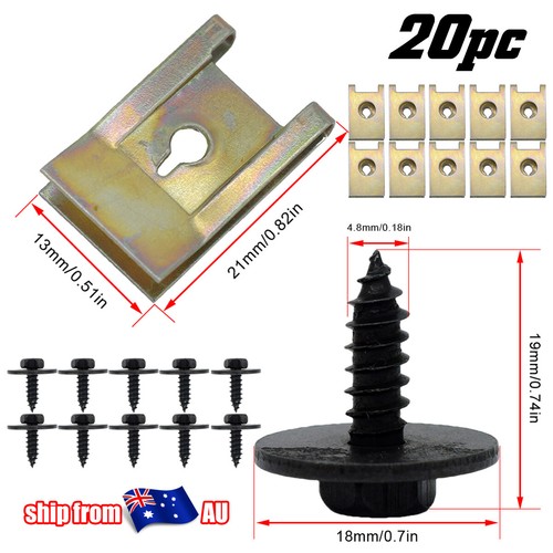 x20 U Nut Hex Screw For BMW Speed Fastener Undertray Sheet Metal Clips ...