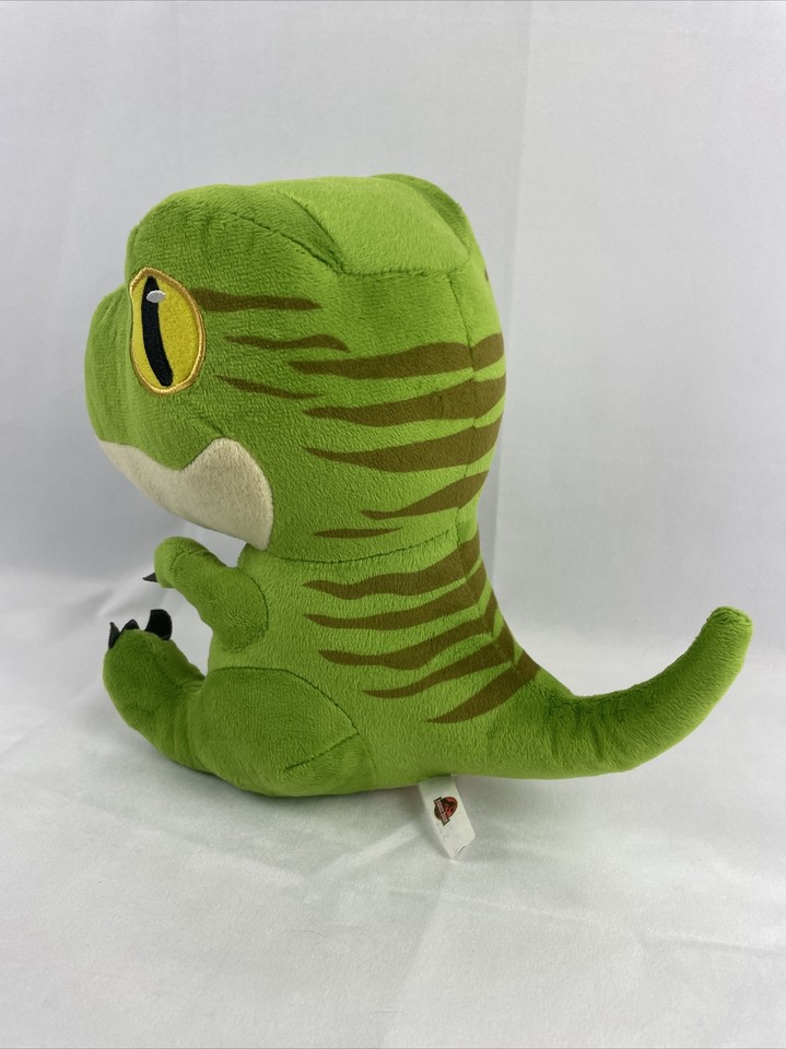 11” Jurrasic Park Raptor Plush Green Toy Factory Chonky Dinosaur Round ...