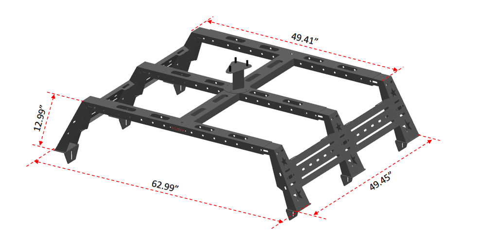 For 2020-2024 Gladiator JT Steel High Bed Rack Truck Luggage Carrier ...