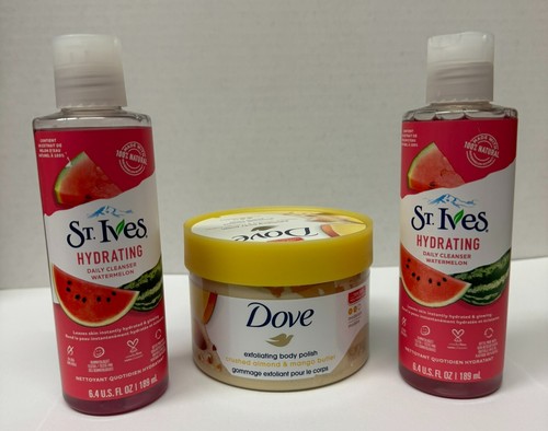 🔥🌲St Ives Hydrating Daily Cleanser Watermelon (x2) & Dove Body polish ...