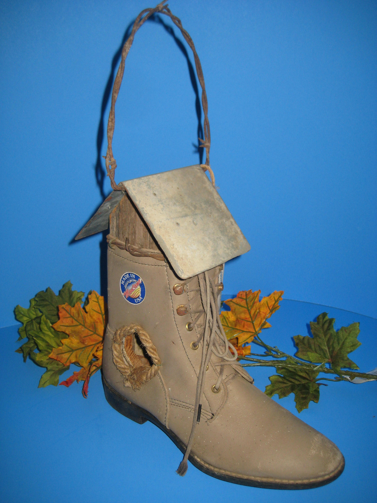 Repurposed Genuine Boot Birdhouse For Home Or Garden Made In USA New ...