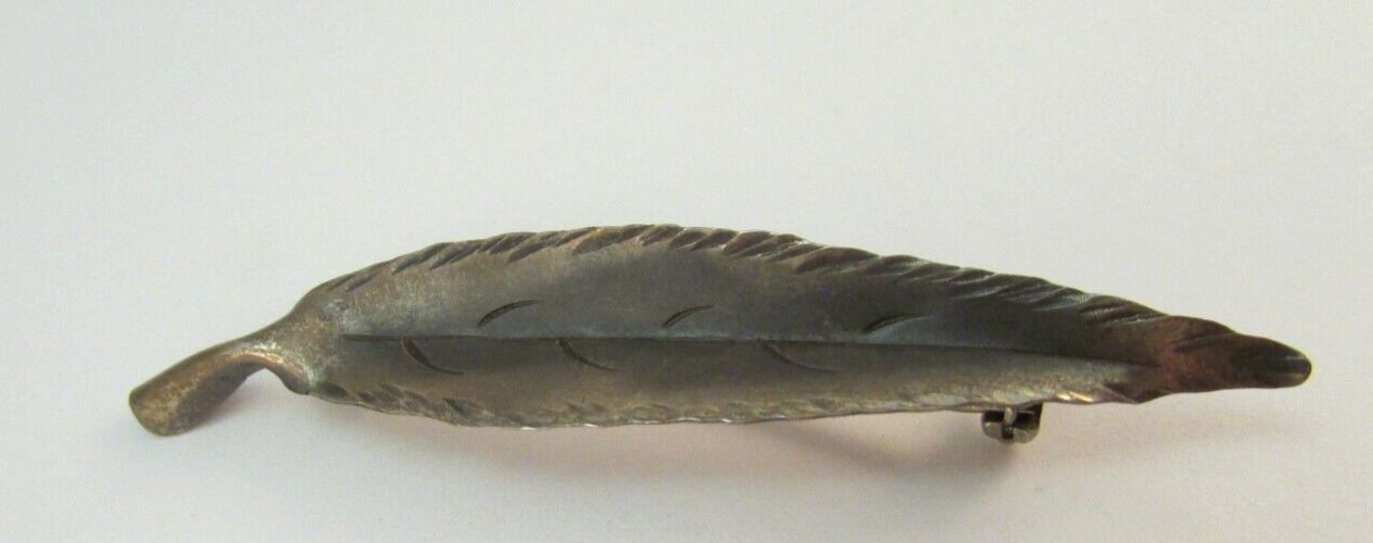 Vintage Stuart NYE Sterling Silver 2 1/2" Etched Leaf Brooch Pin ...