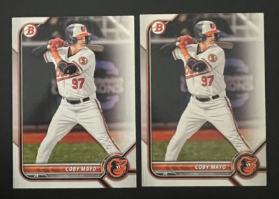 2 2022 Bowman Draft Coby Mayo #BD-127 Baltimore Orioles ROOKIE CARD RC ...