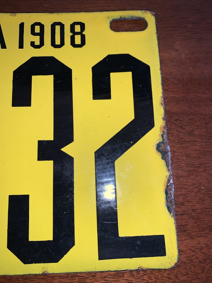 Single 1908 Pennsylvania Porcelain License Plate 8432 | eBay