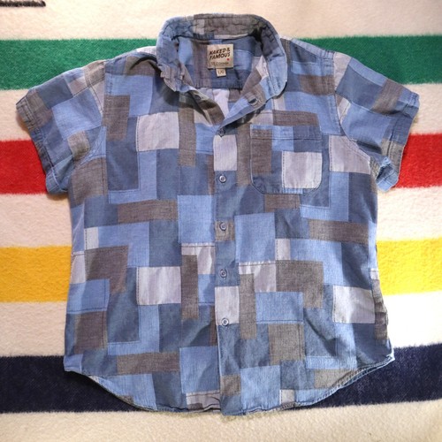 Naked & Famous Shirt Mens Medium Blue Patchwork Shirt Short Sleeve ...