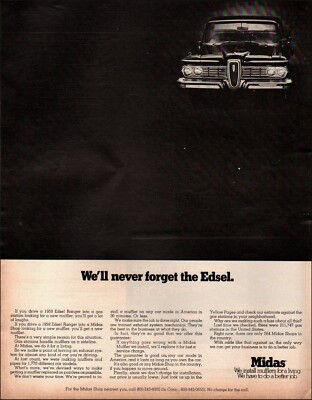 1970 Vintage ad Midas Shop Muffler repair 1959 Edsel Ranger retro car ...