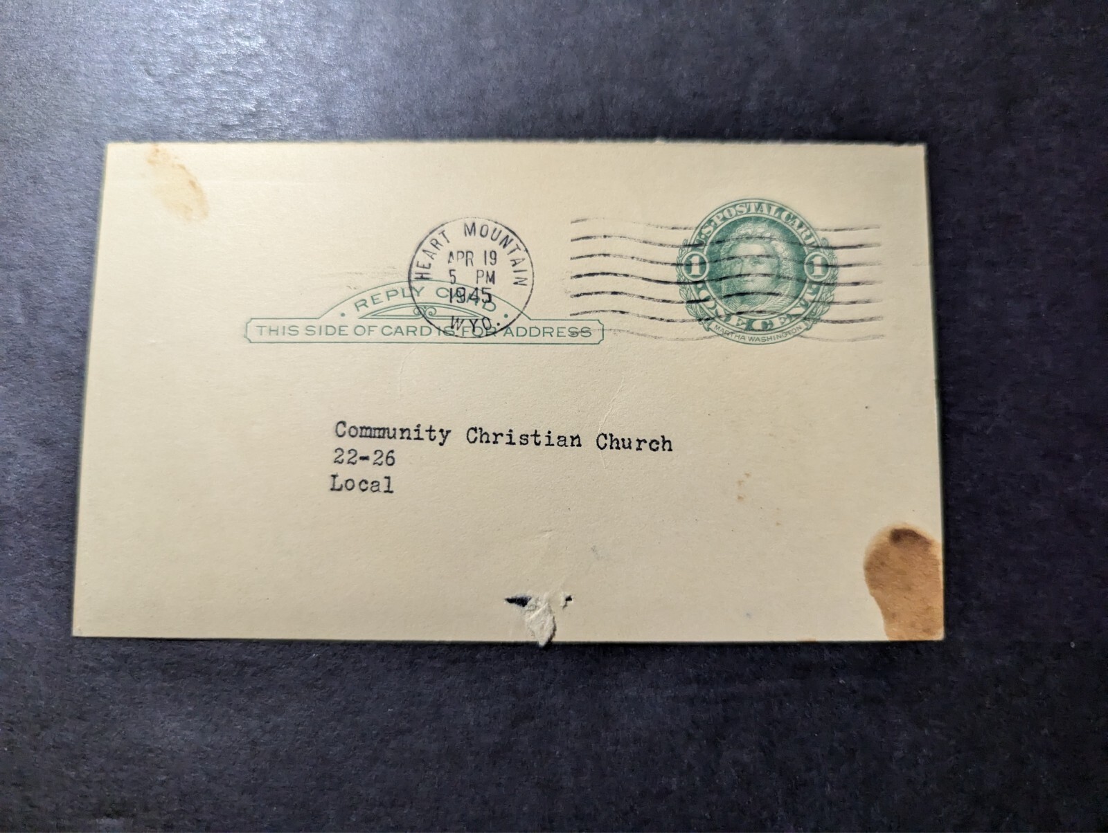 1945 USA Japanese Internment Camp Postcard Cover Heart Mountain WY ...