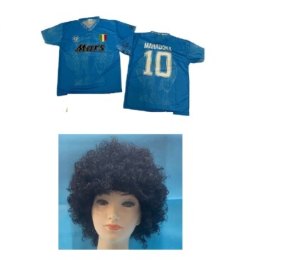 Peluca Y Camiseta Diego Maradona Camiseta Napoli Mars Campioni D'Italia ...
