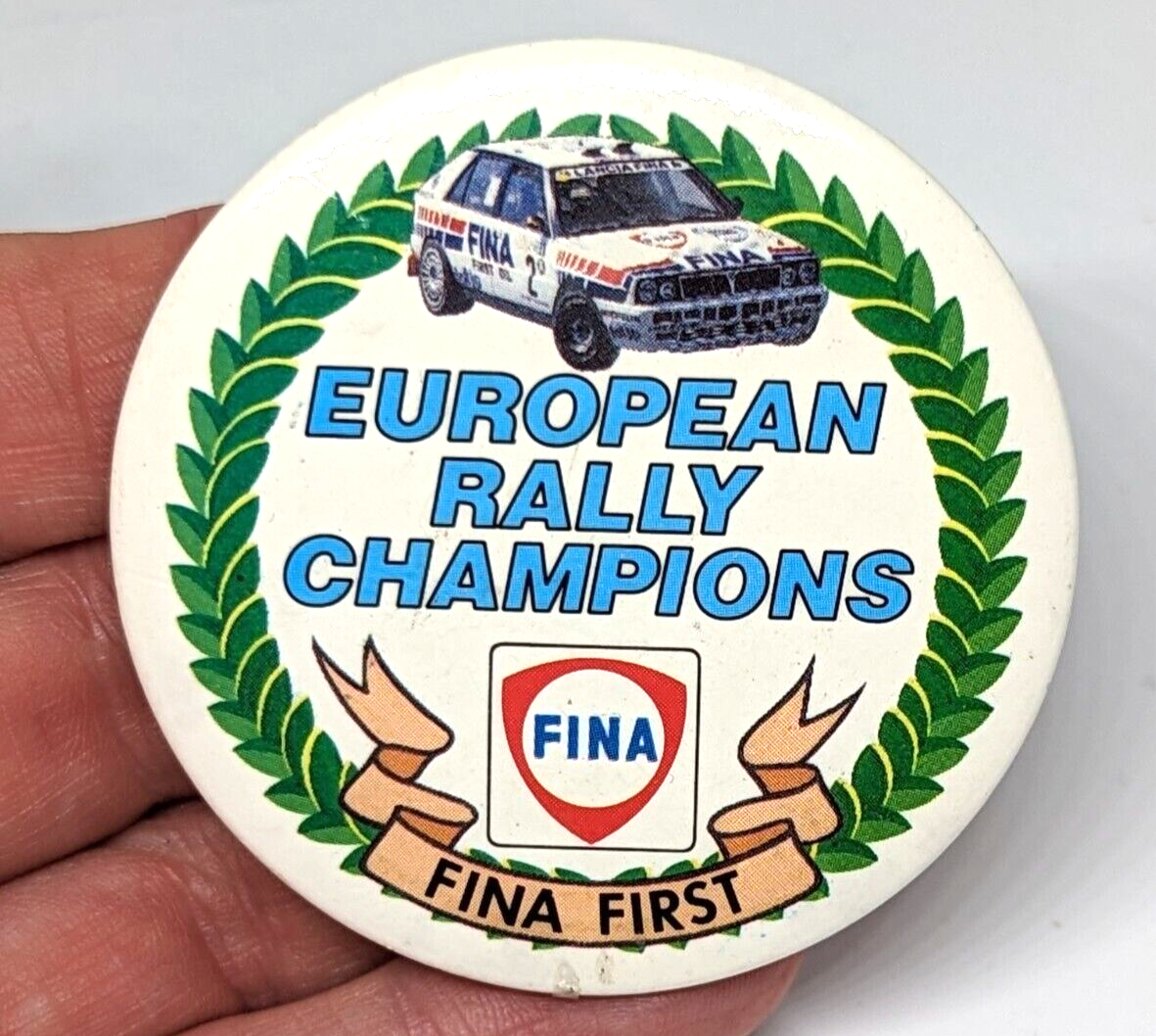 Vtg FINA ERC European Rally Champions Petrol Head Car Race Comp Badge ...