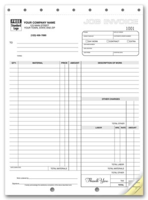 1000 Contractor Job Order Invoice Forms Nebs/Deluxe # 6544 / 2 Part ...