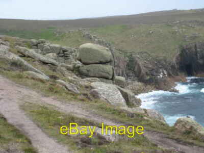 Photo 6x4 Logan stone above Pendower Cove Trevescan A rocking stone ...