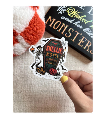 Skellie Motel Sticker Spooky Skeleton Halloween Vinyl Decal Creepy ...