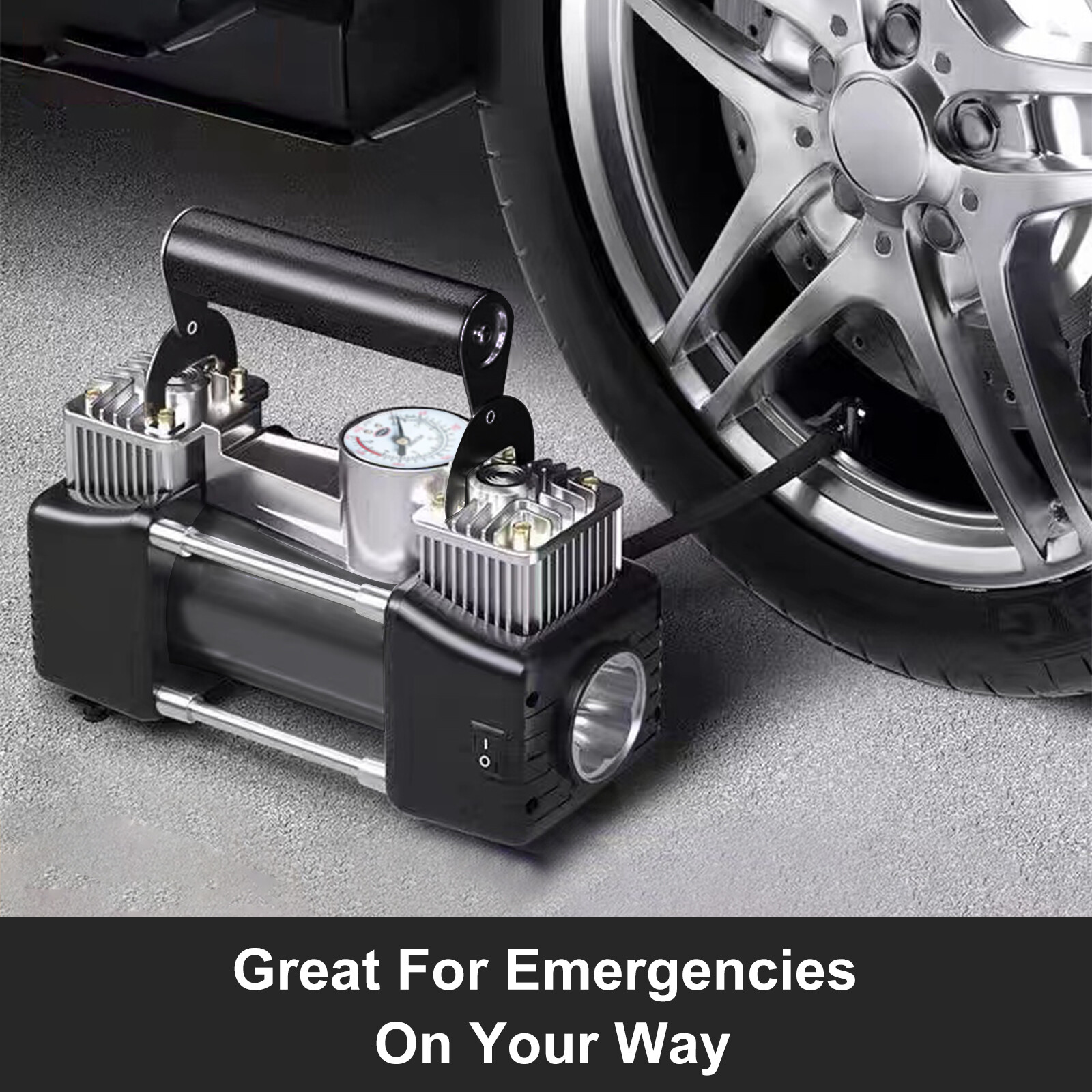 60L/Min Heavy Duty Portable Air Compressor Car Tire Inflator Electric ...