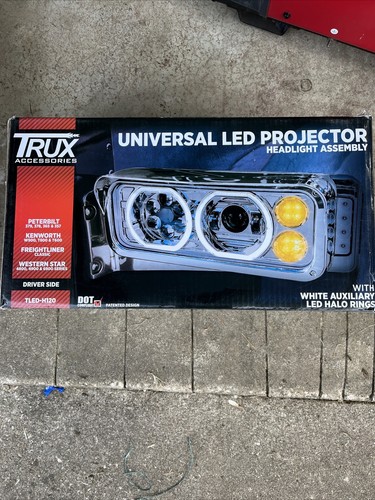 Trux Universal LED Projector Semi-Truck Headlight Assembly Chrome ...