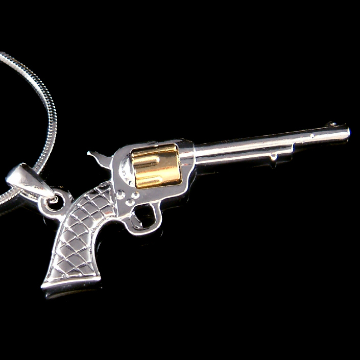 ~Long Barrel Revolver Colt Gun Pistol made with Swarovski Crystal Chain ...