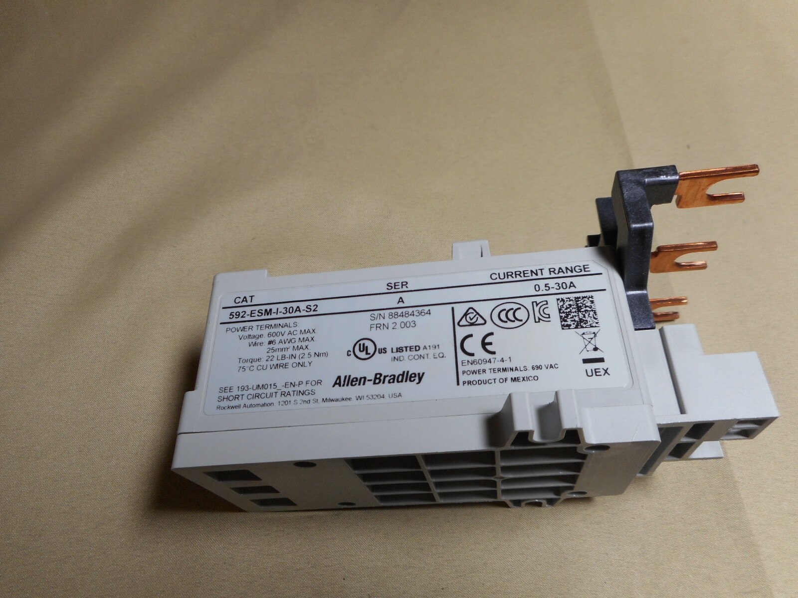 Allen-Bradley+592-ESM-I-30A-S2+Overload+Relay for sale online | eBay