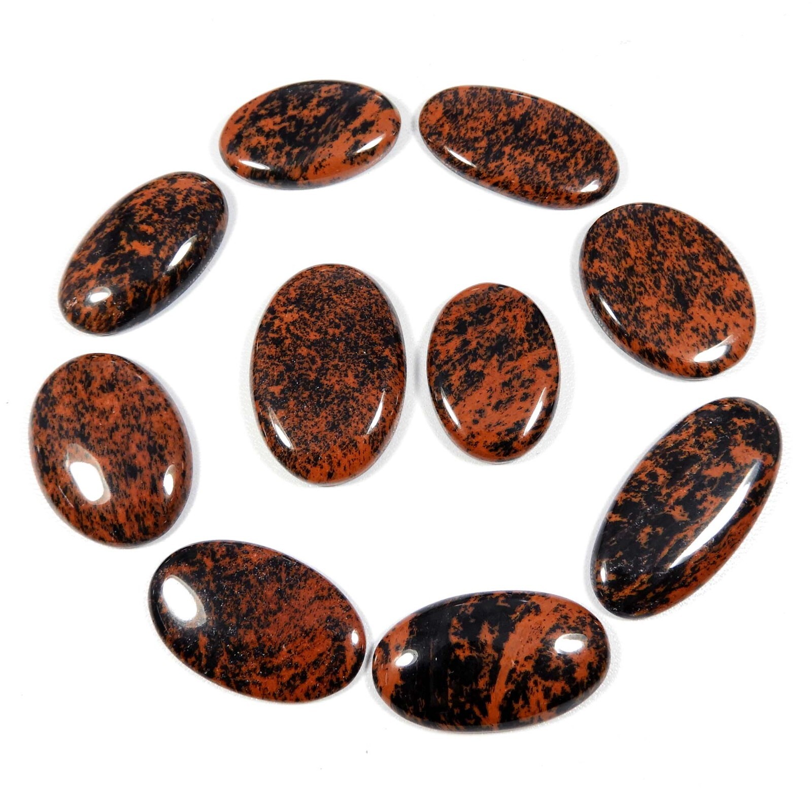 Naturel Acajou Obsidienne Cabochon en Gros Lot 10Pcs Rouge Gemme 317Cts ...
