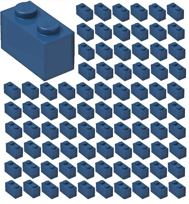 ☀️100x NEW LEGO 1x2 DARK BLUE Bricks (ID 3004) BULK Parts City Building ...