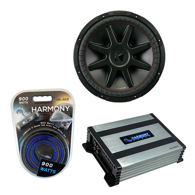 Kicker 43CWR84 8" CompR CWR8 Series Sub 300W Subwoofer & Harmony HA ...