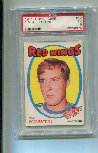 TIM ECCLESTONE DETROIT RED WINGS 1971 O-PEE-CHEE TOPPS HOCKEY CARD #52 ...