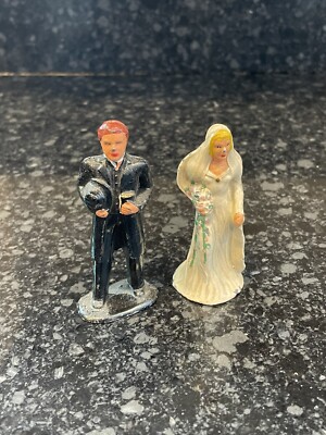 VTG Barclay Manoil Cast Metal Lead Wedding Blonde Bride & Groom Figures ...