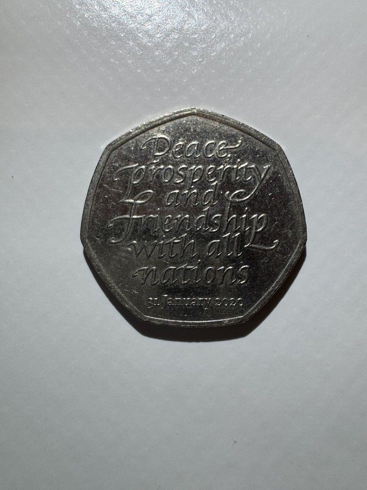 Very Rare (Brexit) 50p Coin Peace Prosperity And Friendship With All ...