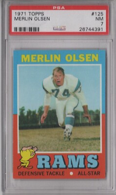 Merlin Olsen 1971 Topps PSA 7 NM Graded Card Los Angeles Rams HOF #125 ...