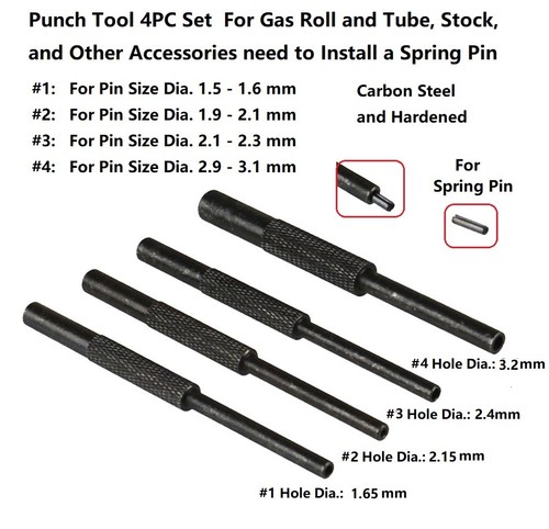 All Steel 4 PC Hollow End Roll Pin Tool Starter Punch Set for Spring ...