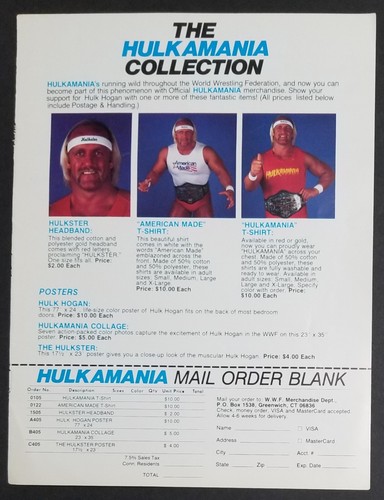 HULK HOGAN 1984 WWF PROGRAM Magazine ad merchandise order form WWE ...