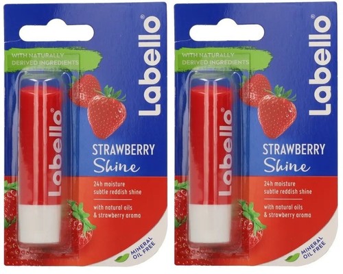 2x Labello Liposan Strawberry Shine Caring Lip Balm With Strawberry ...